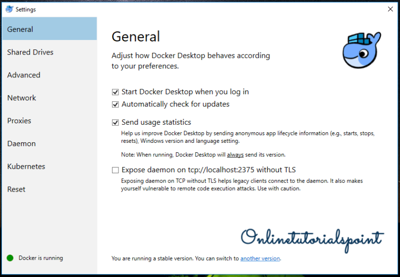 Install Docker Desktop on Windows 10 - onlinetutorialspoint