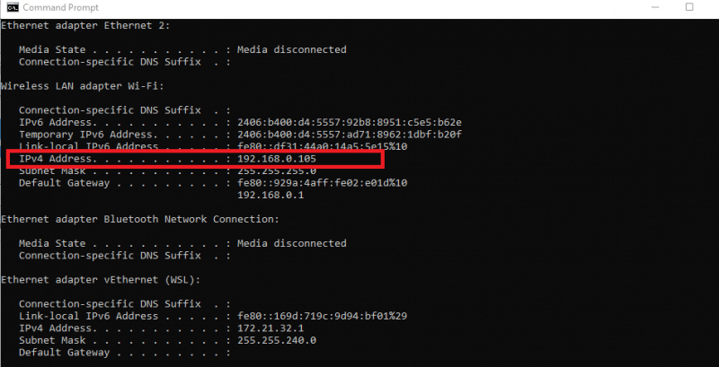 Windows - How to get my local ip ? - onlinetutorialspoint